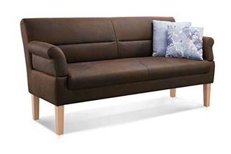 Cavadore Cavadore 3-Sitzer Sofa Kira mit Federkern / Sitzbank für Küche, Esszimmer / Inkl. Armteilfunktion / 189 x 94 x 81 / Antiklederoptik braun