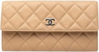 Chanel Portefeuille Long &agrave; rabat Pre-owned - Femme - Pre-owned - Beige - Taille: ONE Size