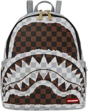 Sprayground Sprayground | Cream And Brown Tear Check Savage Backpack