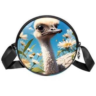 Generic Sac &agrave; bandouli&egrave;re rond pour femme, petit sac &agrave; bandouli&egrave;re avec fermeture &eacute;clair et bretelles r&eacute;glables style d&eacute;contract&eacute; pour femmes et filles