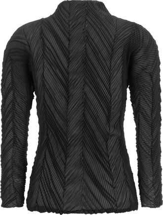 Issey Miyake Zigzag Pleats Cardigan - Black