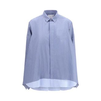 sacai Femme, Blouses et Chemises, Bleu, Taille: 40 FR Chemise en coton &agrave; motifs