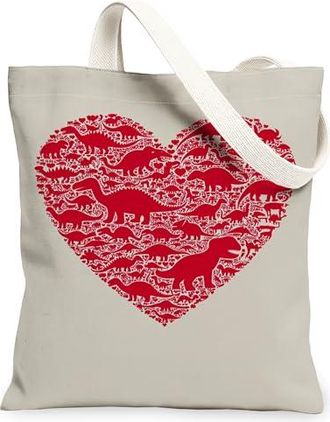 Generic Sacs fourre-tout en toile motif dinosaure, sacs d&eacute;picerie r&eacute;utilisables, sacs d&eacute;picerie r&eacute;utilisables, l&eacute;gers et lavables avec bandouli&egrave;re Ca, beige, 