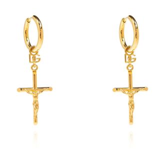 Dolce & Gabbana Homme, Accessoires, Jaune, Taille: ONE Size Boucles doreilles avec pendentif orn&eacute; dun motif religieux