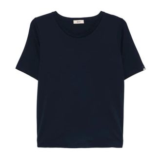 Herno Superfeines Stretch-T-Shirt aus Baumwolle - - Tops - Damen - Blau - M