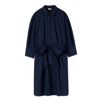 Oltre Femme, Robes, Bleu, Taille: 40 FR Robe en popeline avec ceinture fl&eacute;chie