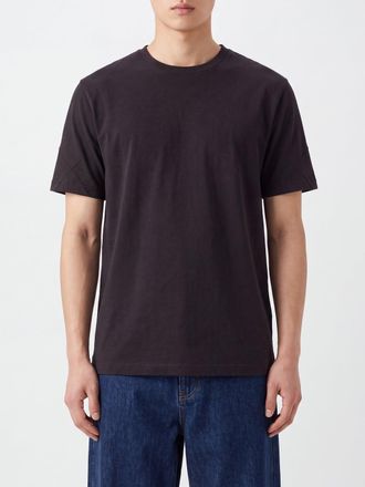 Thom Krom T-shirt long en coton &agrave; col rond avec logo contrastant