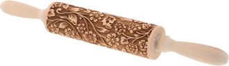 Pretyzoom Gepr&auml;gtes Buchenholz Nudelholz Mit Blumenmuster 14 Zoll Teigroller F&uuml;r Fondant Kekse Pasta Und Geb&auml;ck Backzubeh&ouml;r F&uuml;r Kreatives Backen Zuhause