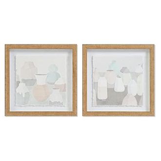 DKD Home Decor Mehrfarbiges Bild aus Glas (30 x 3 x 30 cm) (2 St&uuml;ck)