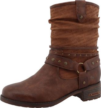 Mustang Jeans Damen Stiefelette mit Zierriemen 15M0062003, Größe:40 EU, Farbe:Braun