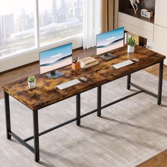 Tribesigns Tribesigns Bureau dordinateur extra long 200 x 60 cm pour 2 personnes, double poste de travail, poste de travail &agrave; double &eacute;cran pour bureau &agrave;
