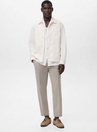 Mango Veste en jean 100 % coton blanc cassé - Homme - XS - MANGO MAN