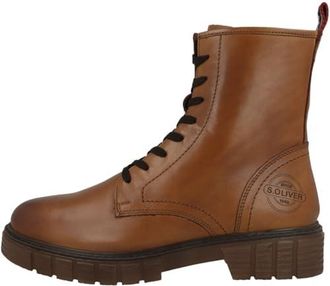 s.Oliver Bottines Plates en Dentelle pour Femme 5-25203-43, Cognac 5 25203 43 305, 38 EU