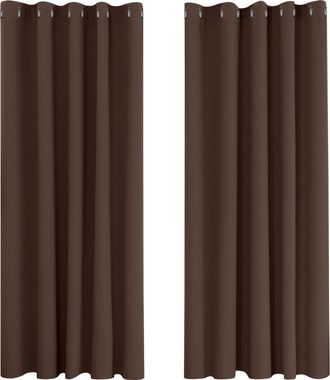Deconovo Vorhang Blickdicht Verdunkelungsvorhang Ösenvorhang Blickdicht, 183x168 cm(HöhexBreite), Braun, 2er Set