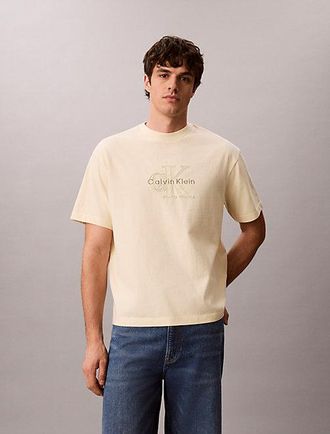 Calvin Klein L&auml;ssiges T-shirt Mit Logo-applikation - Vanilla Custard - Herren - XS