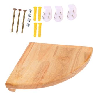 DOITOOL Eckregal F&auml;cherf&ouml;rmig Kleines Schwebendes Wandregal zur Aufbewahrung in K&uuml;che und Bad Rustikaler Landhausstil mit Befestigungsschrauben