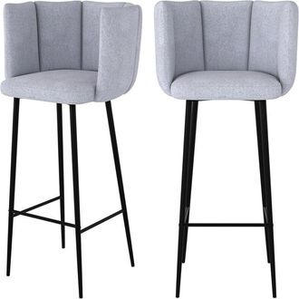 Rendez-Vous Déco Rendez-vous Déco - Lot de 2 chaises de bar en tissu gris clair 75 cm - rosy