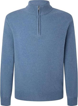 Hackett Pull zipp&eacute; en laine dagneau - Homme - Pulls - Bleu - Taille: M