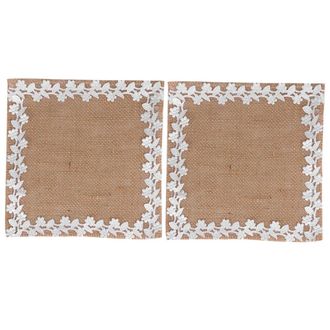 Hemobllo Platzset aus Leinen mit Spitzenrand Quadratisch rutschfest 2 St&uuml;ck f&uuml;r Hochzeiten und Restaurants Beige 20 X 20cm