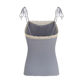 Chlo&eacute; Lace-Trimmed Cashmere Tank Top - Blue