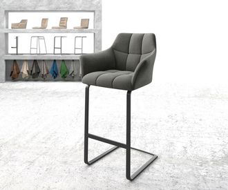 DELIFE Barstuhl Yulo-Flex Strukturstoff Anthrazit Freischwinger flach Metall, Barstühle