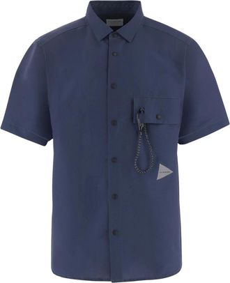 And Wander Homme, Chemises, Bleu, Taille: M Chemise en nylon avec poche plaqu&eacute;e