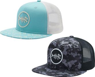 Bassdash 2 Pack Flache Krempe Trucker Cap Einstellbare Snapback Hut Mesh Zur&uuml;ck f&uuml;r M&auml;nner Frauen Angeln Jagd