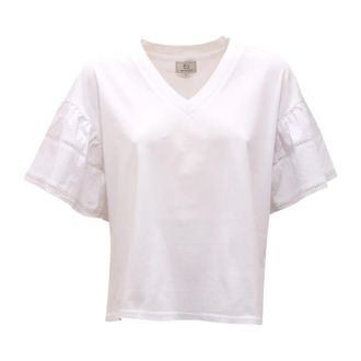 Woolrich V-Neck T-Shirt - - Tops - Damen - Wei&szlig; - S