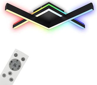 Briloner Leuchten - Deckenlampe RGB, Backlight Deckenleuchte LED, Dimmbar, Farbtemperatur einstellbar, LED Frame RGB, Fernbedienung, Schwarz