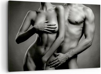 Arttor Bilder auf Leinwand 100x70cm Leinwandbild Frau Mann Nackt Paar Gro&szlig; Wanddeko Bild Schlafzimmer K&uuml;che Deko Wandbilder Dekoration Wohnzimmer Wall Decor 