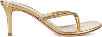 Gianvito Rossi Kristallverzierte Sandalen mit Zehensteg - Gold