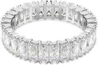 Swarovski Bague Matrix, Taille baguette, Blanc, Finition argent&eacute;e