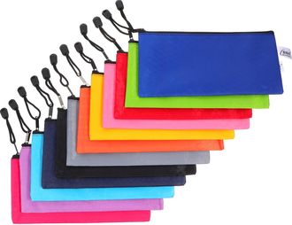 Exceart 12Pcs wasserdichte Zipper Datei Taschen Zipper Bleistift Tasche Zipper A6 Datei Taschen Stoff Zip- Datei Taschen Zip Dokument Einreichung Ordner Organ