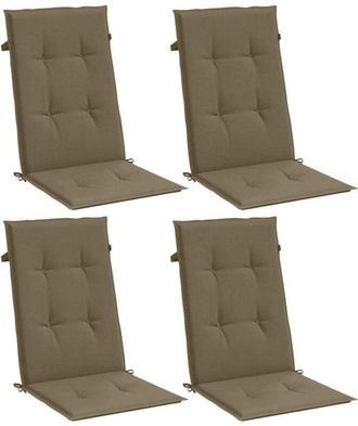 vidaXL Vidaxl - Coussins de chaise &agrave; dossier haut lot de 4 taupe m&eacute;lang&eacute; tissu