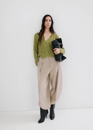 Mango Cardigan maille tress&eacute;e vert - Femme - XS - MANGO