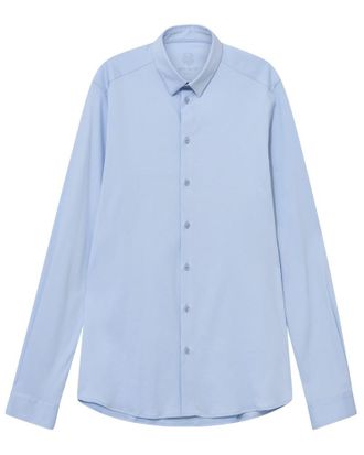 Mos Mosh Unifarbenes Jerseyhemd Marco mit Under-Button-Down-Kragen in