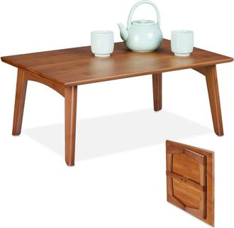 Relaxdays Relaxdays Table basse, pliable, en bambou, aspect bois de noyer, H x L x P : 25 x 60 x 40 cm, pour le salon, marron
