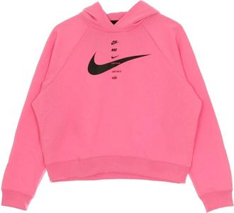 Nike Hoodie mit Pink Glow/Schwarzem Swoosh - - Sport - Damen - Rosa - L
