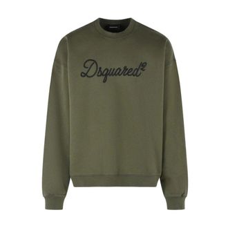 Dsquared2 Logo-Detail Baumwoll-Sweatshirt - - Sweatshirts & Hoodies - Herren - Gr&uuml;n - XL