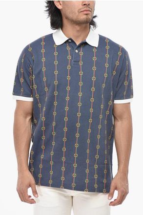 Gucci Two-Button Polo With All-Over Iconic Pattern size M