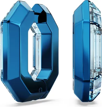 Swarovski Lucent Kreolen, Blaue Ohrringe in Achteck-Form mit Strahlenden Swarovski Kristallen