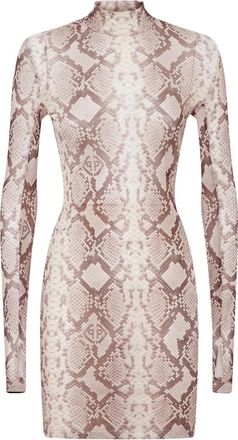Philipp Plein Femme, Robes, Beige, Taille: 40 FR Tulle Mini Dress Python Print