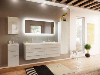 Magnolia Home Badm&ouml;belset Persepolis XL 5-teilig LED-Spiegel Seiten-, Hoch & Midischrank