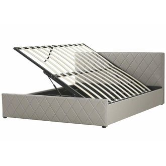 Beliani Bett Kunstleder Taupe 180 x 200 cm Bettkasten Hochklappbar Exklusive Ausstrahlung Kopfteil Elegant Romantisch