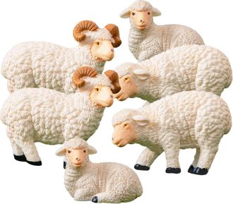 Aboofan Miniatur Schaffigur 6 St&uuml;ck Wetterfest Wei&szlig;e Schafdeko Aus Robustem Kunstharz F&uuml;r Gartendekoration B&uuml;ro Und Miniatur Landschaft Geschenkidee F&uuml;r Tierf