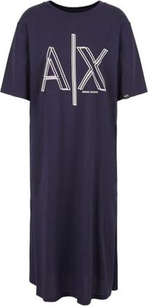 A|X Armani Exchange Durable et imprimé avec Grand Logo, col Rond Robe décontractée, Myrtille, S Femme