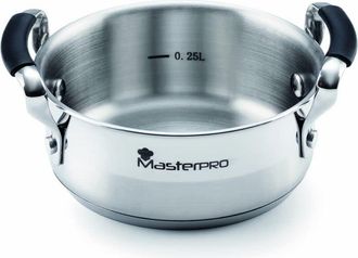 Masterpro MasterPro Smart | Küchentopf 12 cm | Mit dreifacher Schicht aus Edelstahl und geschmiedetem Aluminium | Mit ergonomischen Griffen | Küchentopf | Für a