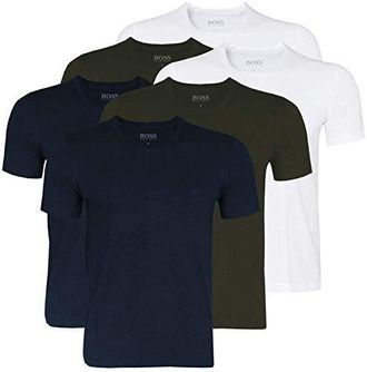 HUGO BOSS BOSS Hugo T-Shirts pour Hommes Business Haut Col Ras-De-Cou 50325887 6er Pack - 399 Blanc/Bleu/Open Vert, XXL