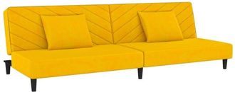 vidaXL Schlafsofa 2-Sitzer mit 2 Kissen Gelb Samt Vidaxl