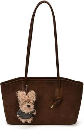 Generic Sac à bandoulière en daim avec poignée sur le dessus, sac à main tendance pour femme, shopping, rendez-vous au quotidien, café, 13.78x11.43x7.48inch